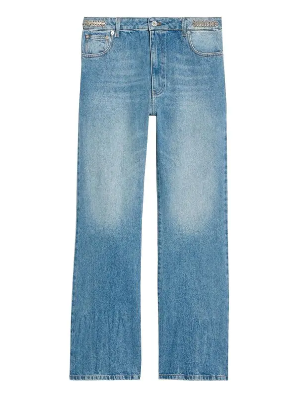 Rabanne Embellished High-rise Straight-leg Jeans - Light Denim