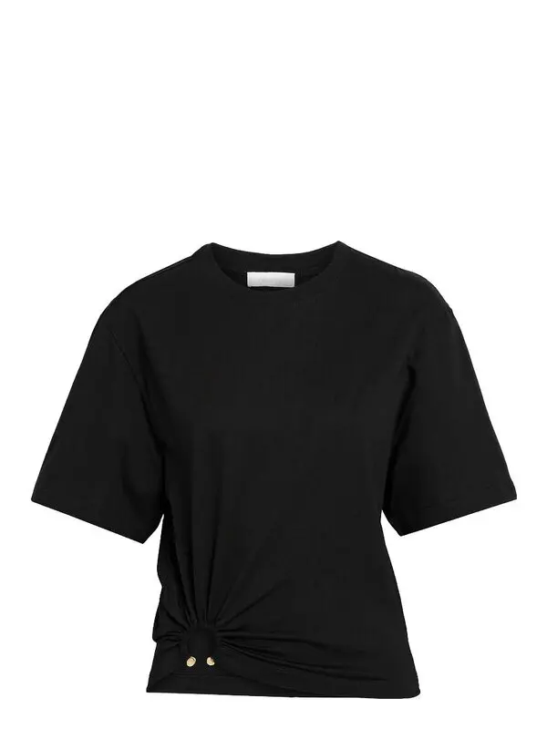 Rabanne Embellished Cotton-jersey T-shirt - Black