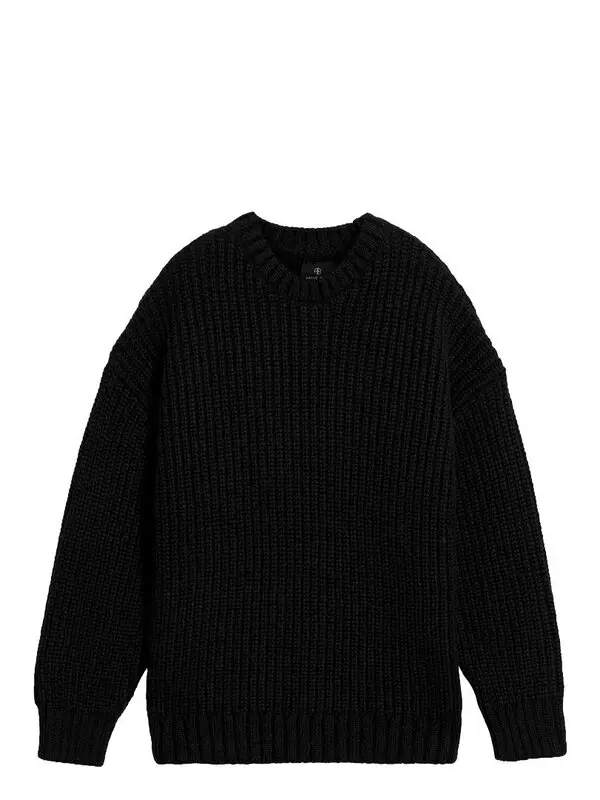 ANINE BING Sydney Ribbed Knit Sweater - Black