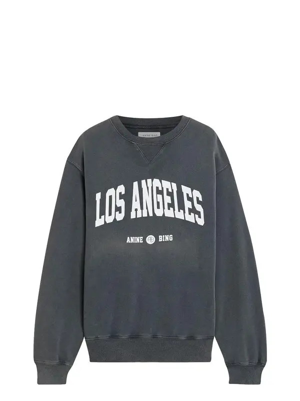 ANINE BING Ramona Printed French Cotton-terry Sweatshirt - Gray