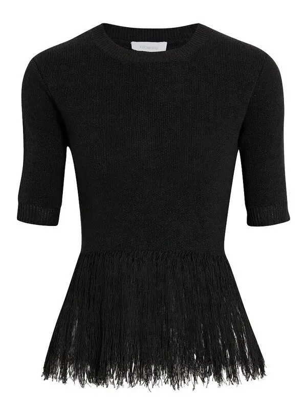 Rabanne Fringed Linen Top - Black
