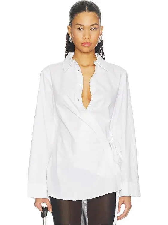 DL1961 Agnes Wrap Top White - Cloud