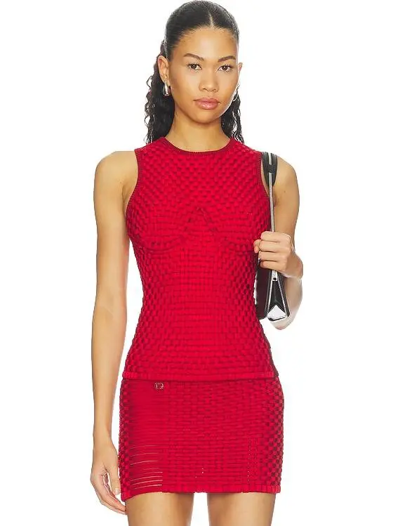 ISA BOULDER Woven Tight Tank Top - Red