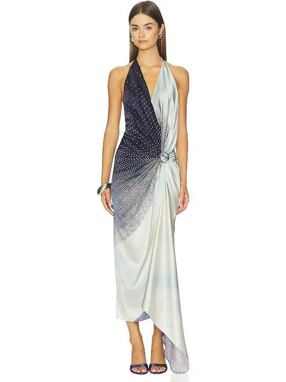 Silvia Tcherassi Abril Halterneck Gown - Navy