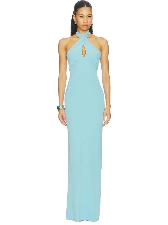 Amanda Uprichard Halterneck Maxi Dress - Skylark