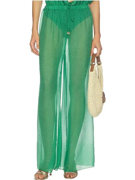 Hanne Bloch Square Silk Pants - Green