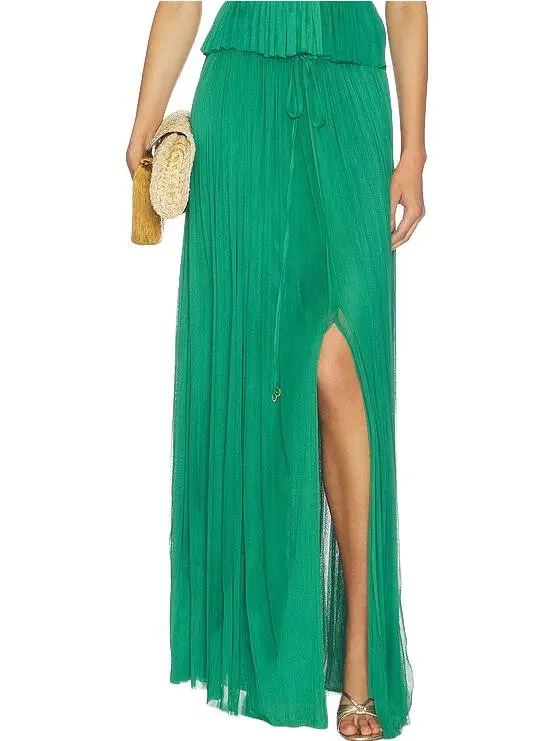 Hanne Bloch Silk Tulle Maxi Skirt - Green