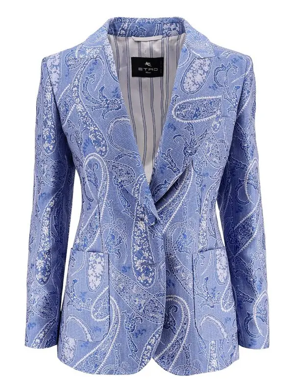 Etro Silk Blend Single-breasted Blazer With Paisley Print - Multicolor
