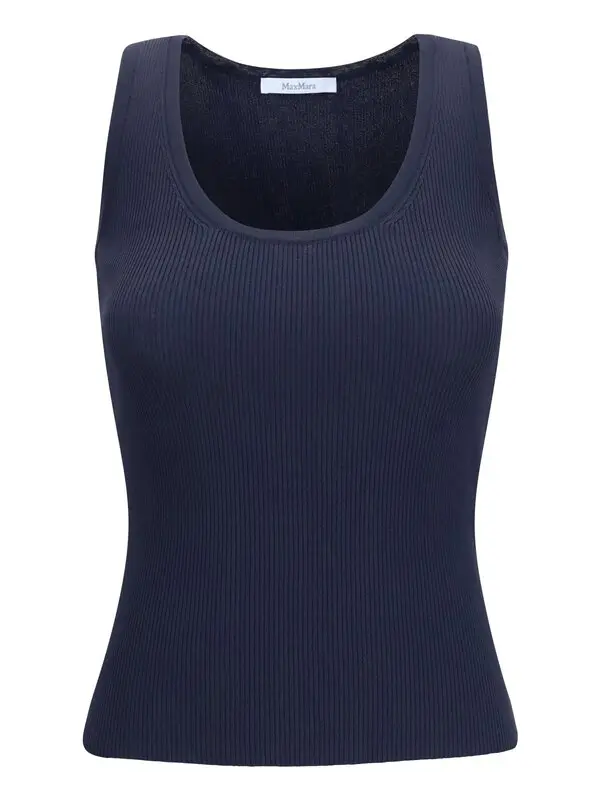 Max Mara Ribbed Jersey Tank Top - Blue