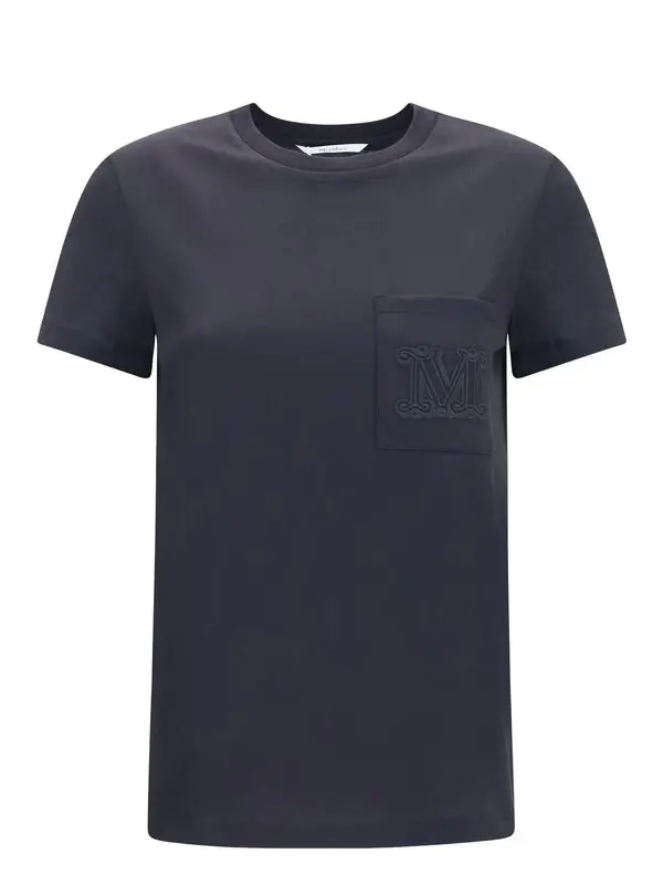 Max Mara Papaia Cotton T-shirt With Monogram Detail - Black