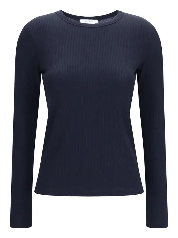 Max Mara Ribbed Long-sleeve Crew Neck Sweater - Blue
