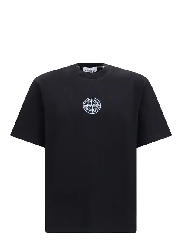 Stone Island Cotton Jersey T-shirt With Central Logo - Black