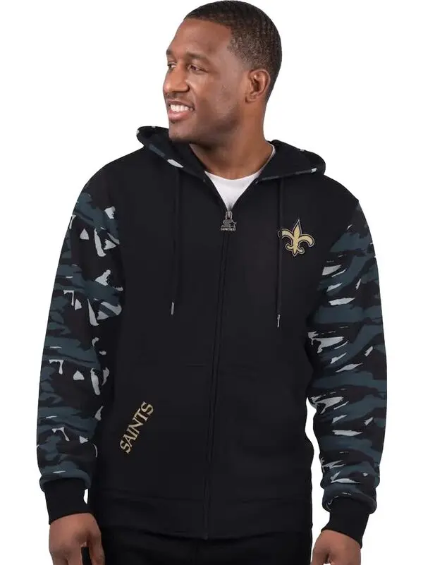 STARTER New Orleans Saints Gridiron Full-zip Hoodie - Black