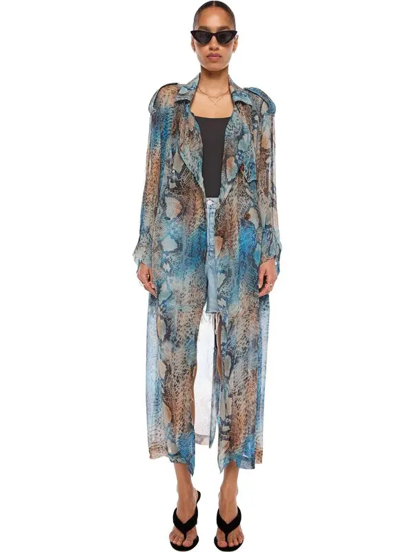Alix Of Bohemia Jasper Serpent Tide Printed Trench Coat - Brown