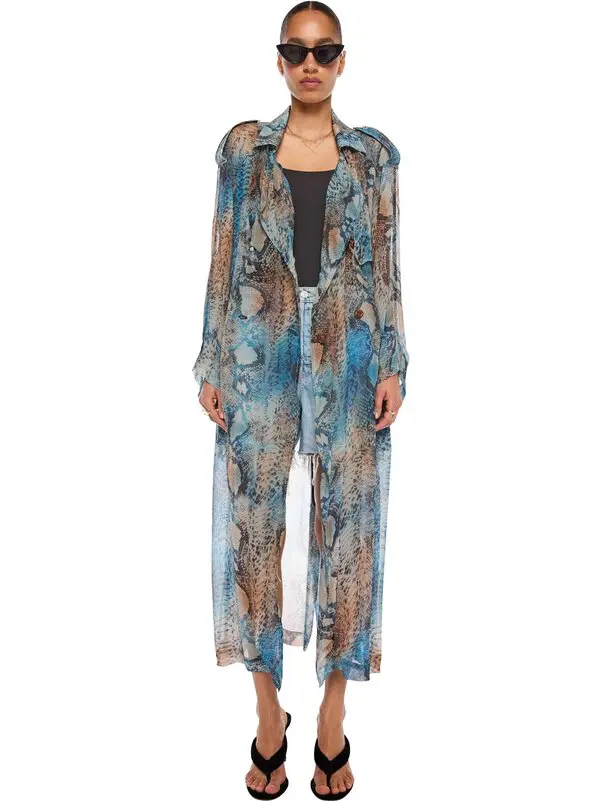 Alix Of Bohemia Jasper Serpent Tide Printed Trench Coat - Brown