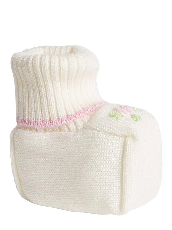 BIMBALO Wool Embroidered Booties - Ivory