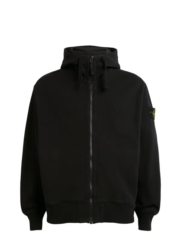 Stone Island Cotton Hoodie With Compass Patch - Black
