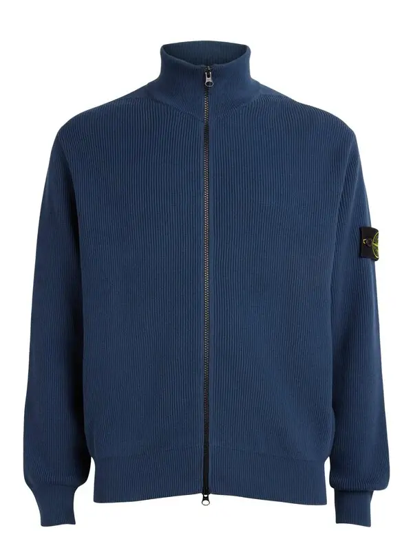 Stone Island Cotton Zip-up Cardigan - Blue