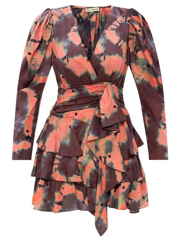 Ulla Johnson Semira Printed Ruffled Mini Dress - Red