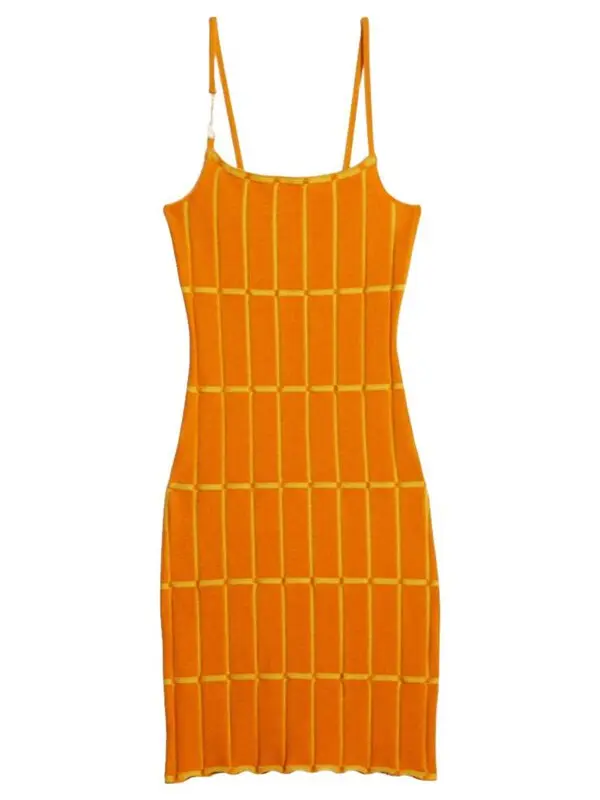 Jacquemus La Robe Maille Malha Checked Mini Dress - Orange