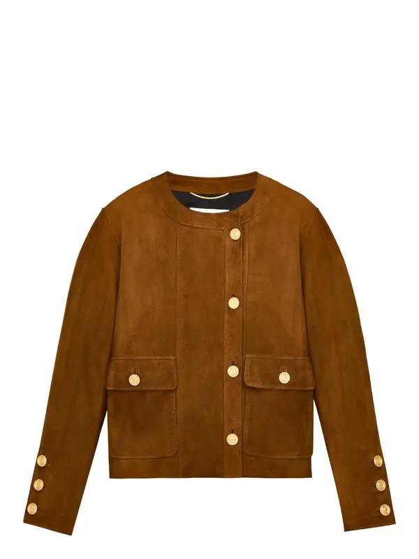 Saint Laurent Suede Lambskin Short Jacket - Brown