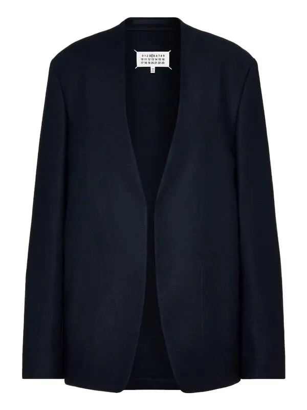 MAISON MARGIELA Collarless Jacket - Navy Blue