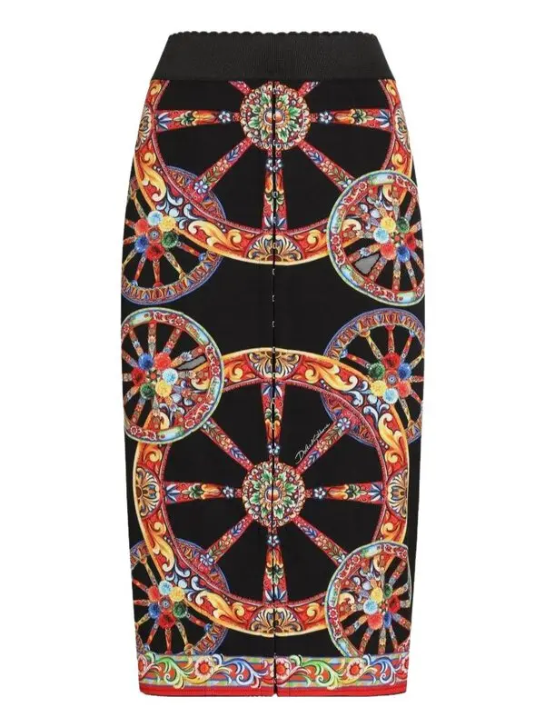 Dolce & Gabbana Carretto Print Charmeuse Long Skirt - No