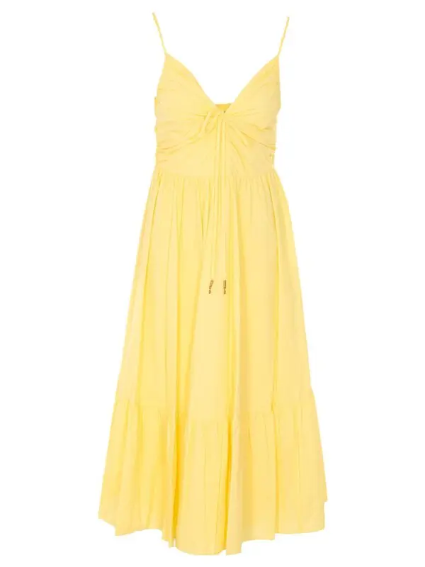 Michael Kors Ruched Drawstring Midi Dress - Yellow