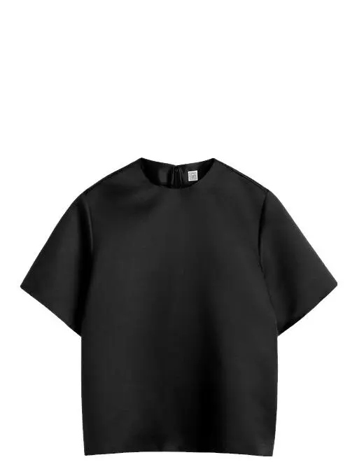 TOTEME Crewneck Short Sleeve T-shirt - Black