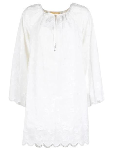 Michael Kors Floral Embroidered Voile Dress - White