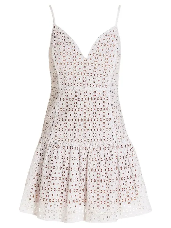 Michael Kors Sangallo Eyelet Flared Mini Dress - White