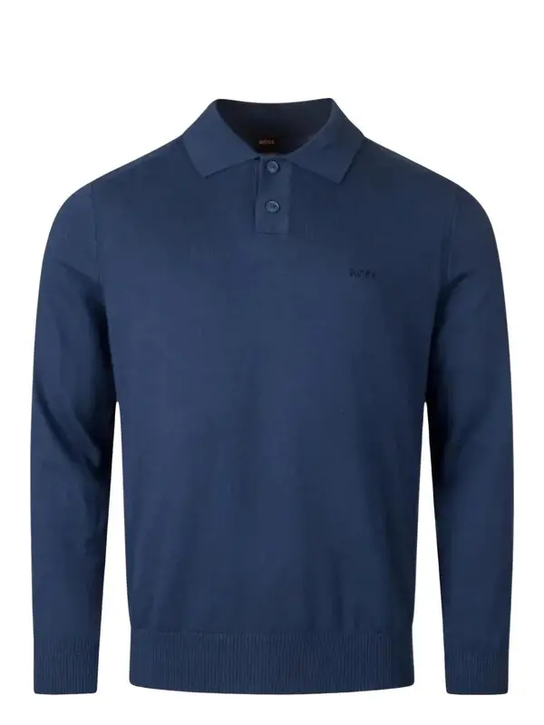 Hugo Boss Long-sleeve Knitted Polo Shirt - Blue