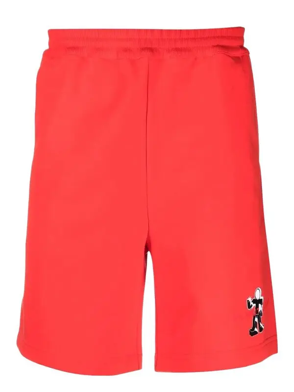 Helmut Lang Figure Logo Print Shorts - Flame Red
