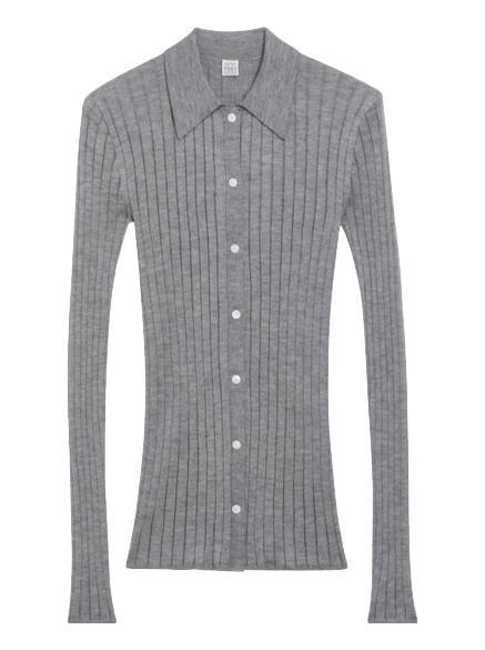TOTEME Ribbed Cardigan - Grey