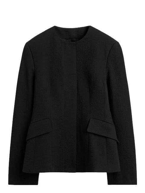 TOTEME Jacquard Crew Neck Long Sleeve Jacket - Black