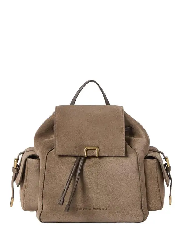 Brunello Cucinelli Suede Sartorial Backpack - Bark
