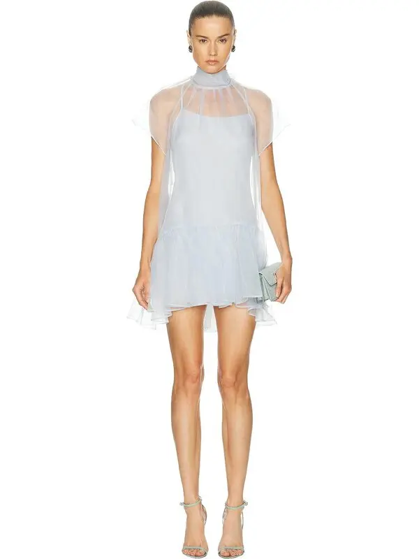 Simkhai Beaux Mini Dress With Sheer Overlay - Periwinkle Sky