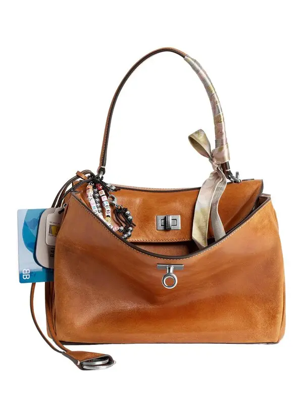 Balenciaga Rodeo Handbag Small With Charms - Brown