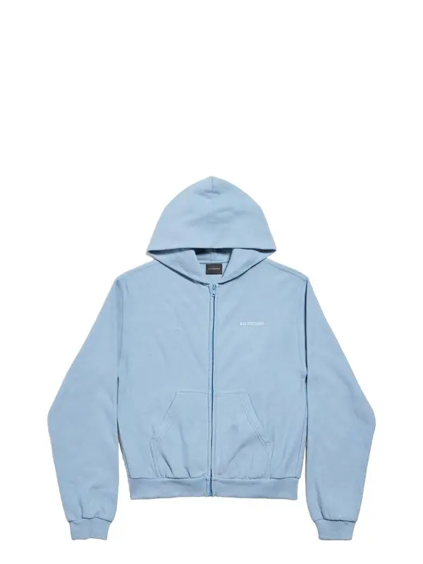 Balenciaga Regular Fit Zip-up Hoodie - Blue