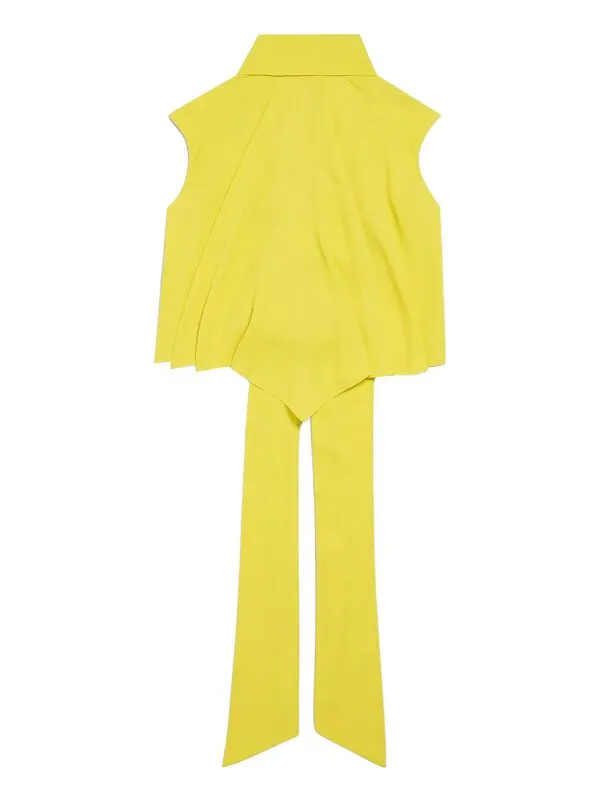 Balenciaga Sleeveless Silk Georgette Blouse With Draped Collar - Yellow