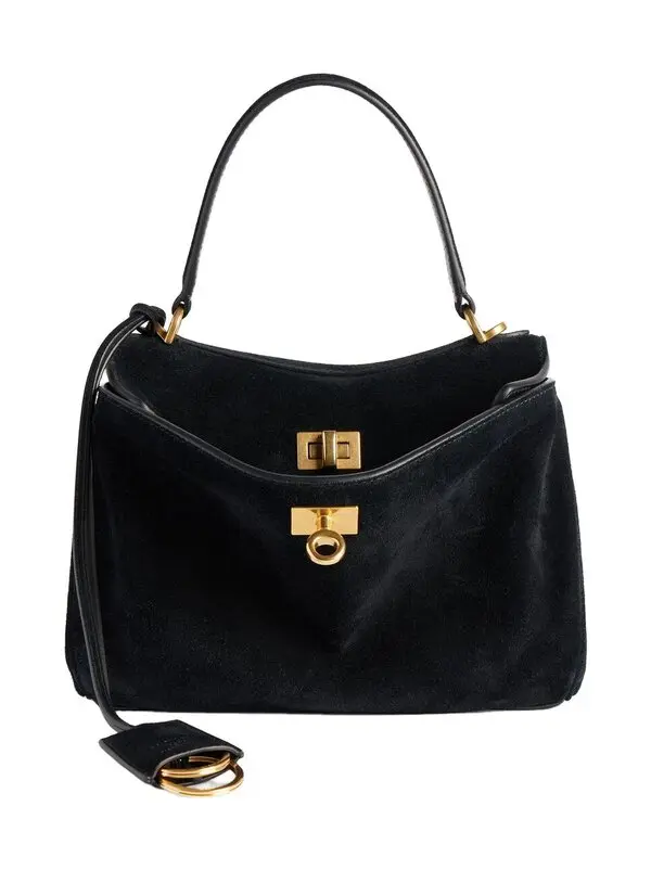 Balenciaga Rodeo Mini Suede Calfskin Handbag - Black