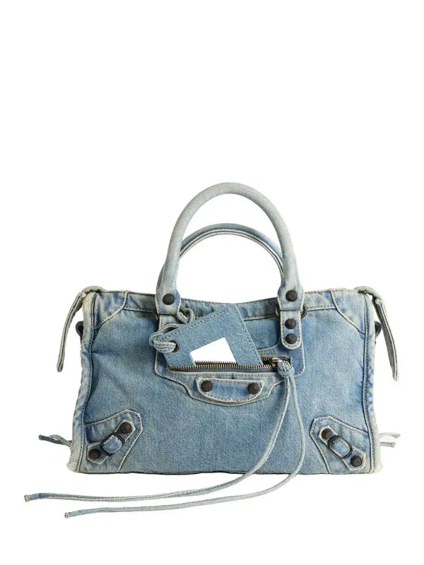 Balenciaga Le City Bag Small In Washed Denim - Blue