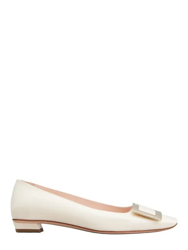 ROGER VIVIER Belle Vivier Patent Leather Ballerinas With Metal Buckle - White