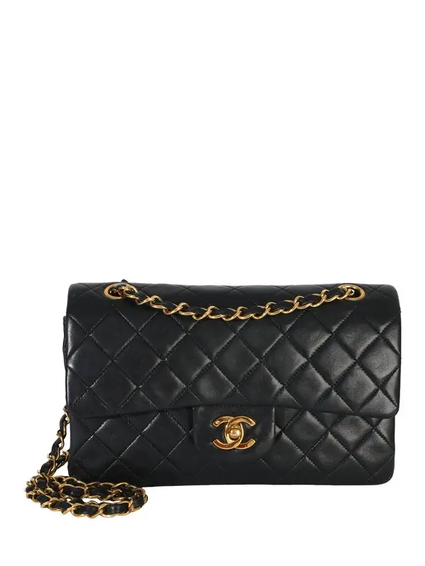 Chanel Vintage 24k Quilted Lambskin Classic Double Flap Bag - Black