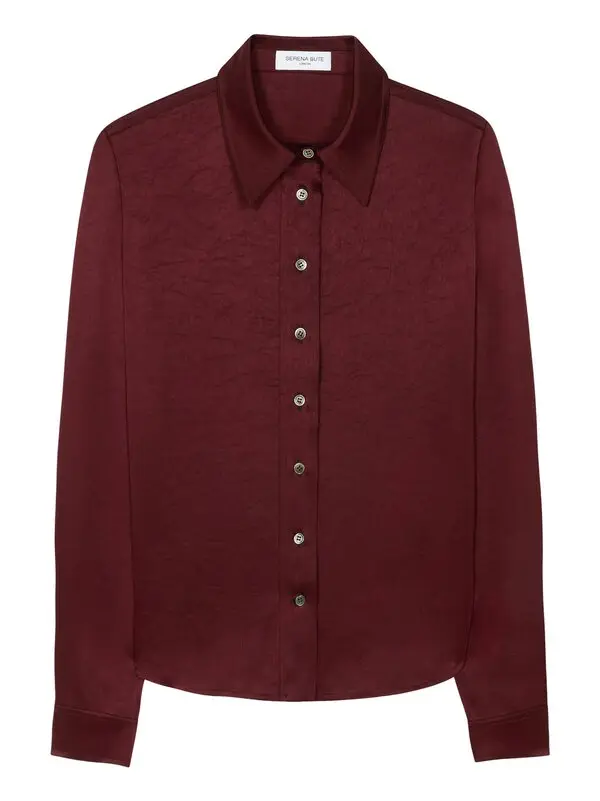 Serena Bute Satin Shirt - Red
