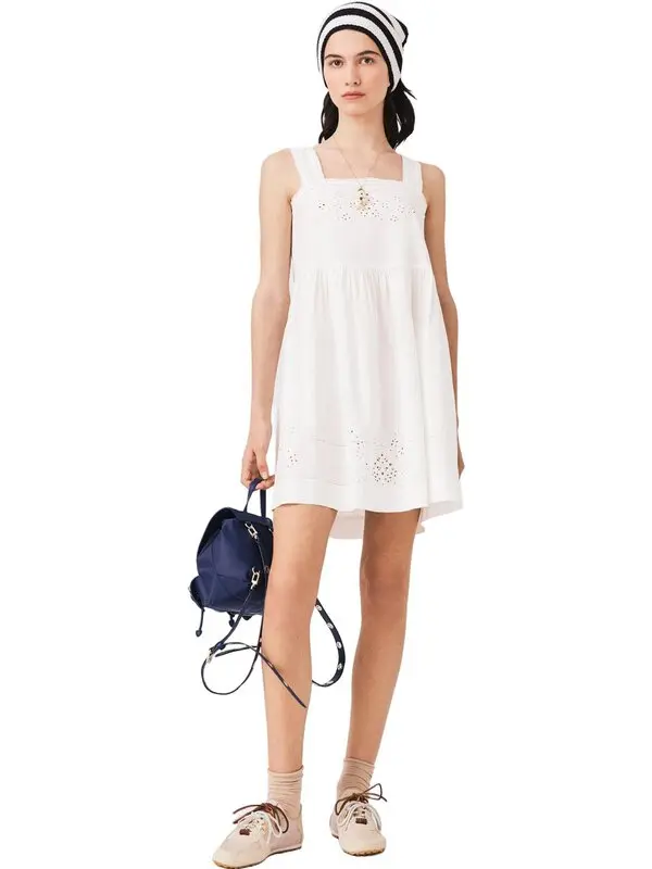 Maje Short Dress With Lace Trim - White