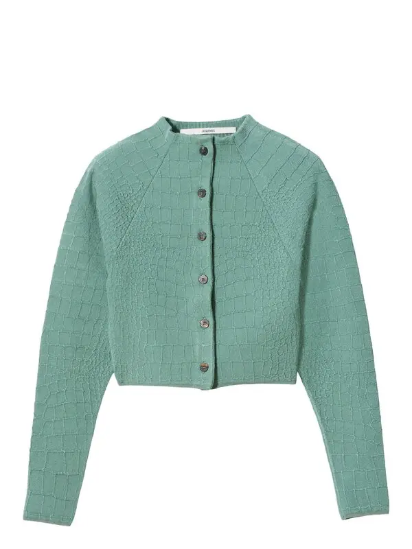 Jacquemus The Scala Buttoned Stretch-knit Cardigan - Turquoise