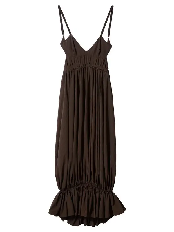 Jacquemus Alivu Gathered Midi Dress - Brown