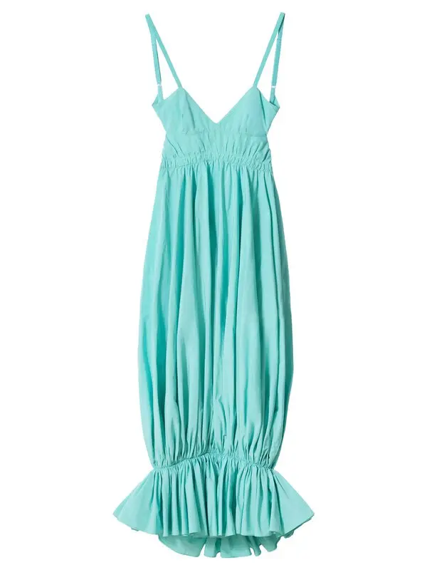 Jacquemus Alivu Gathered Midi Dress - Turquoise