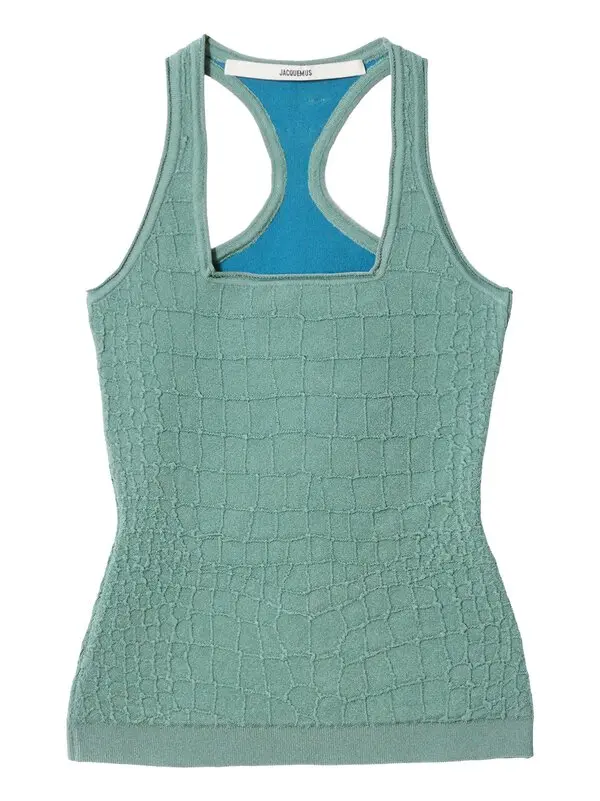 Jacquemus Scala Racerback Stretch-knit Tank Top - Turquoise